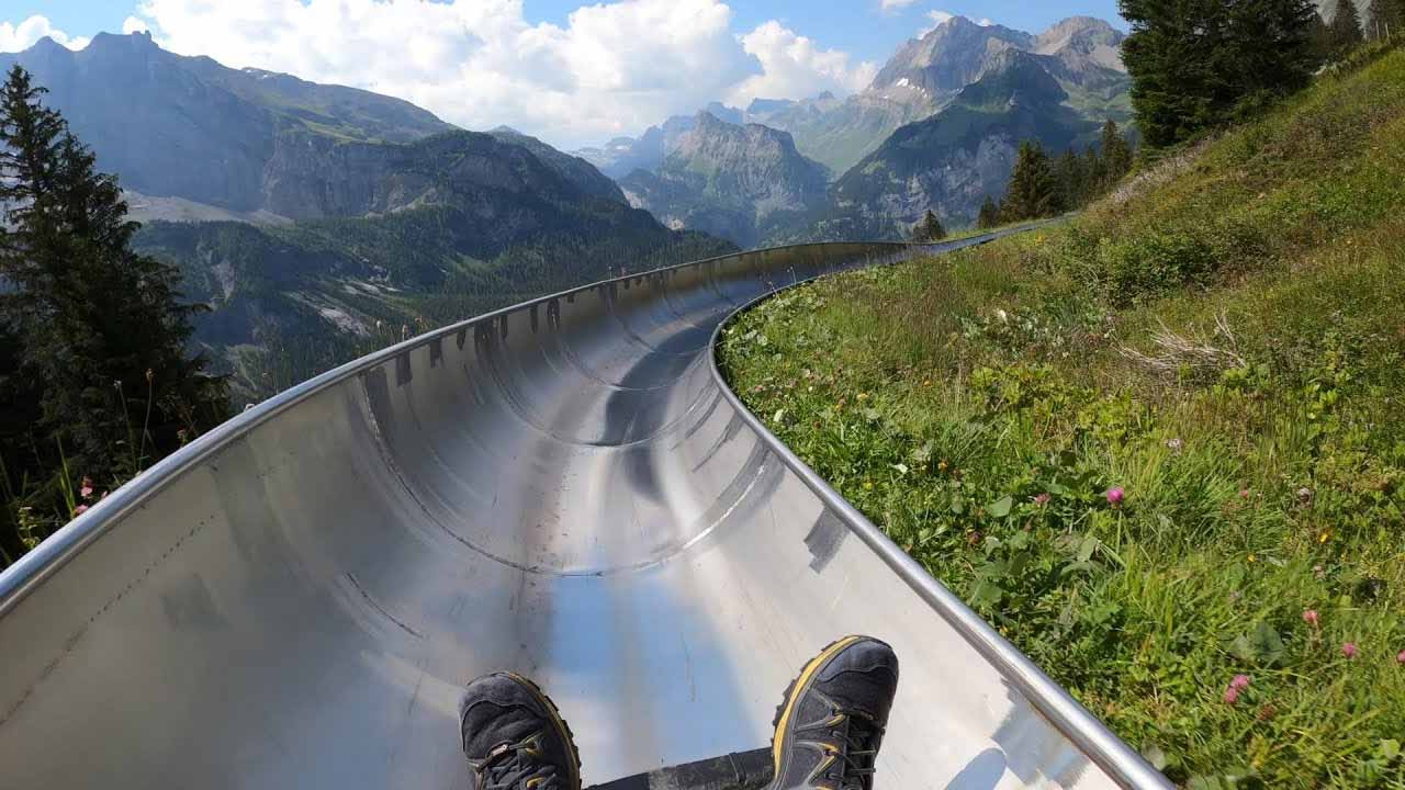 Awesome Mountain Coaster Ride In The Swiss Alps
