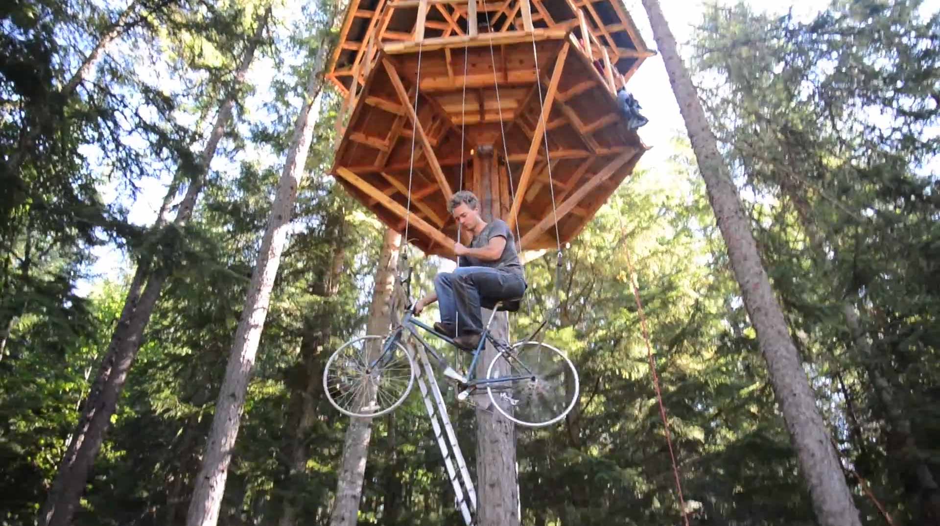 Bicycle-Powered Tree House Elevator