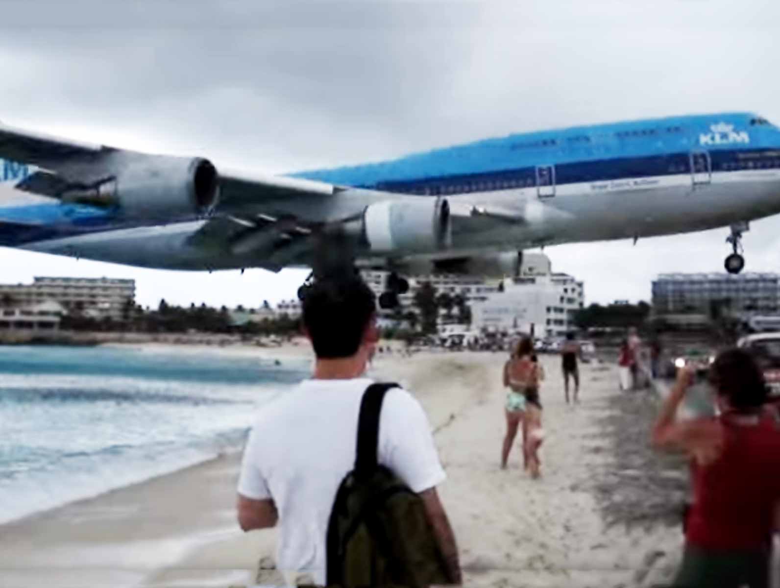 Boeing 747 Jet Landing At St. Maarten