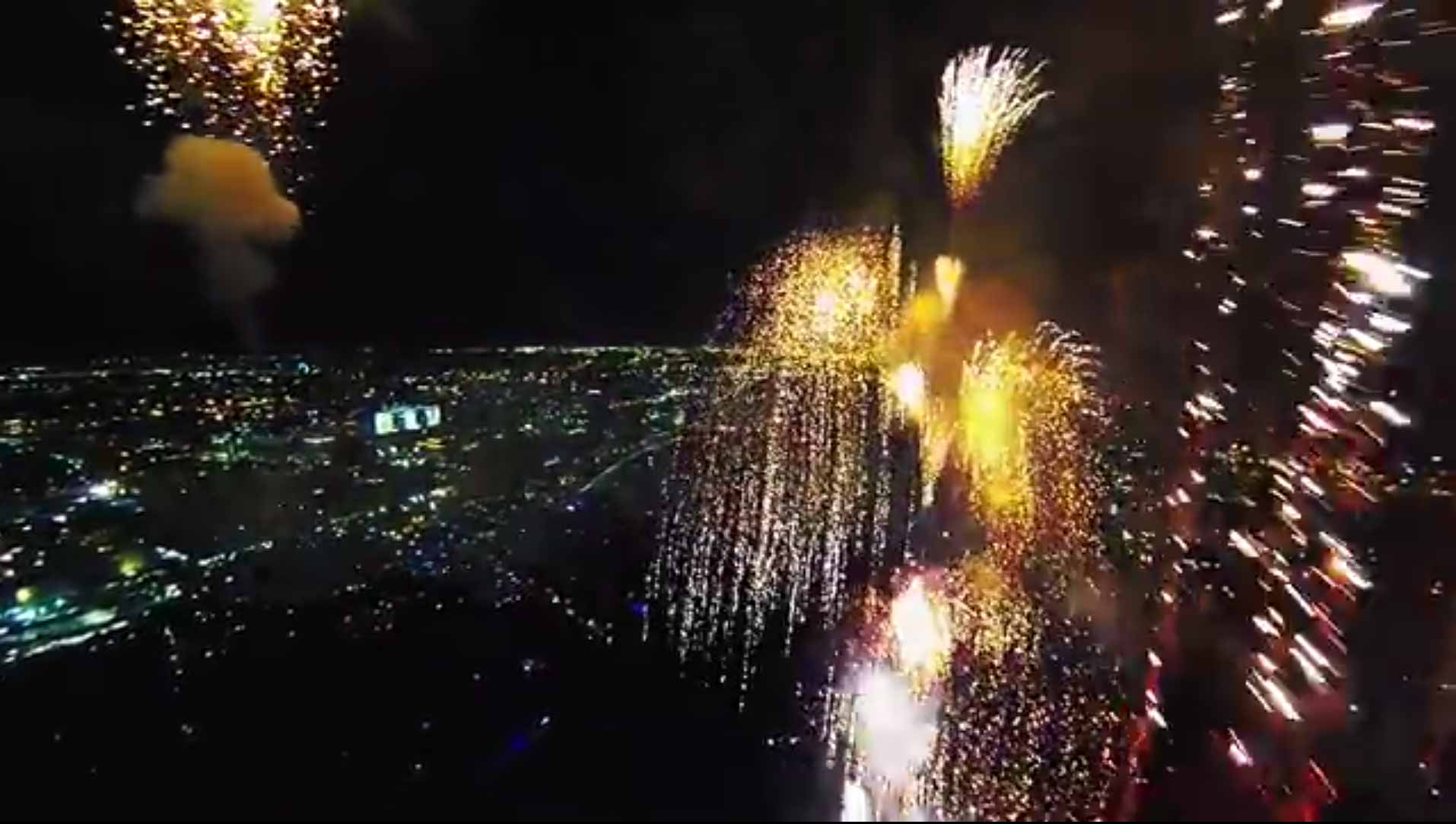 Fireworks From The Inside Filmed With A Remote Controlled Helicopter