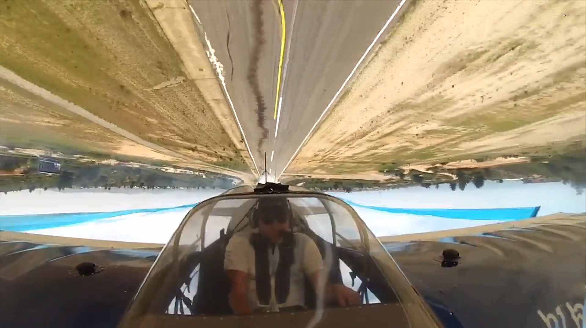 Pilot Flies Upside Down Just Above The Runway