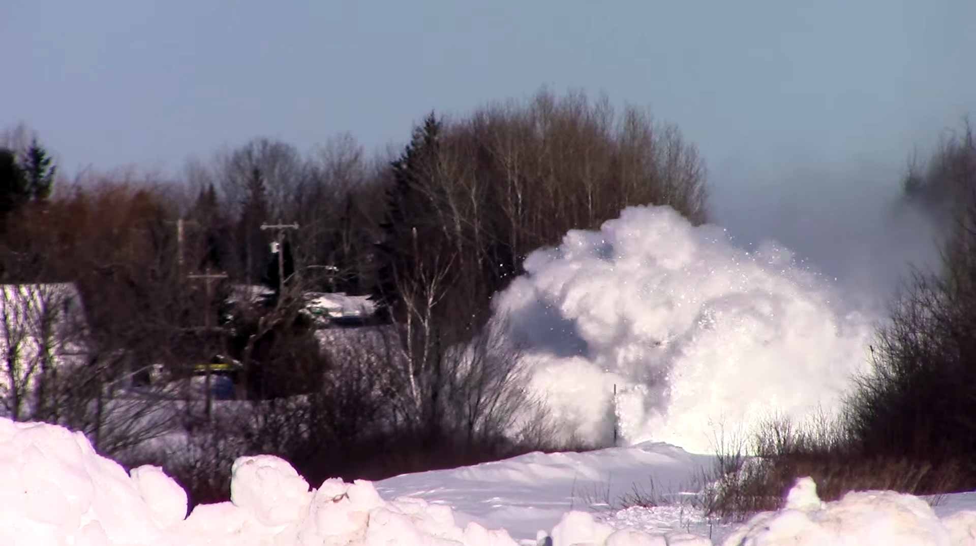 Train Dashes Through The Snow In Canada
