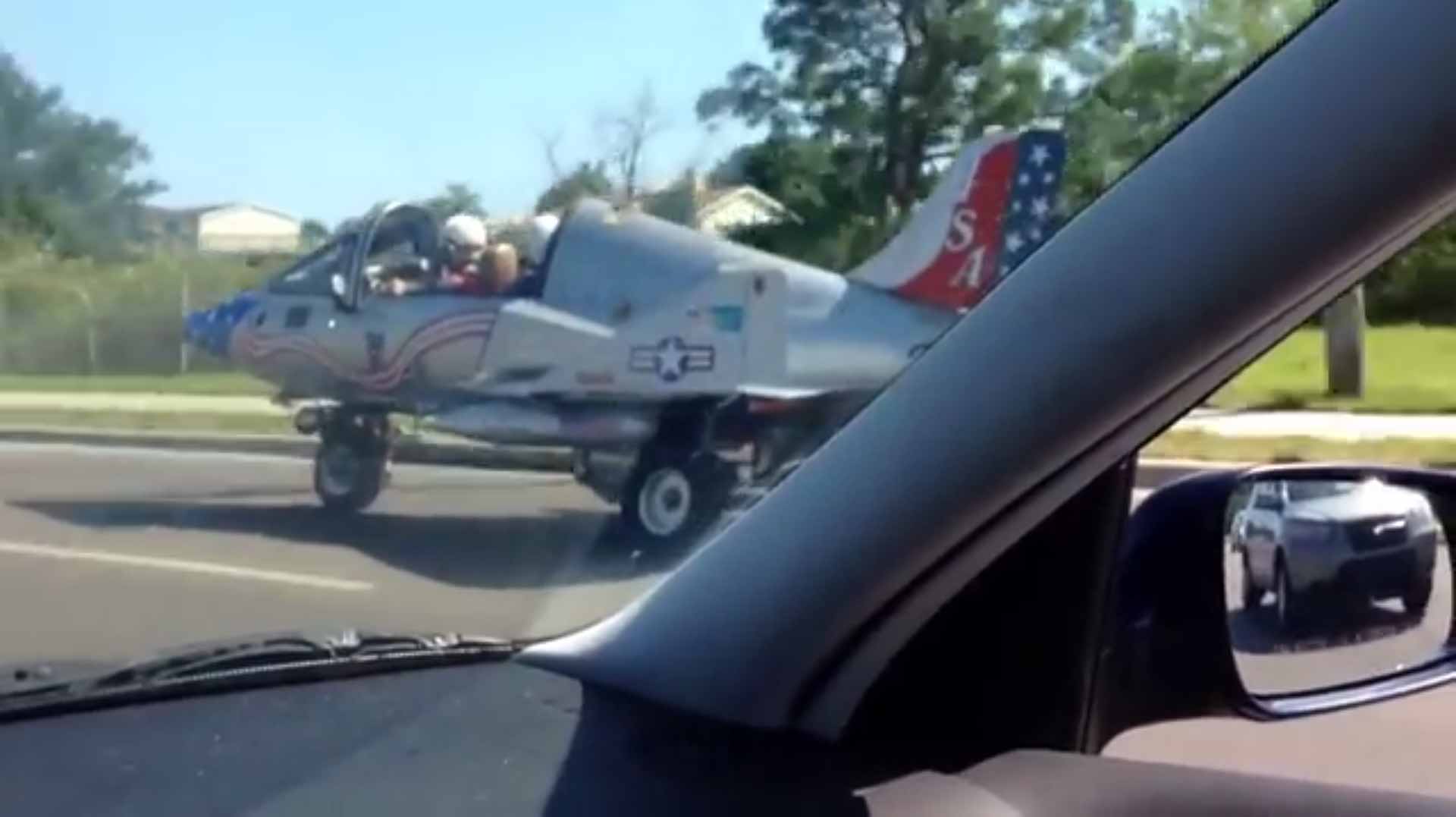 Unusual Jet Fighter Vehicle Spotted On The Road