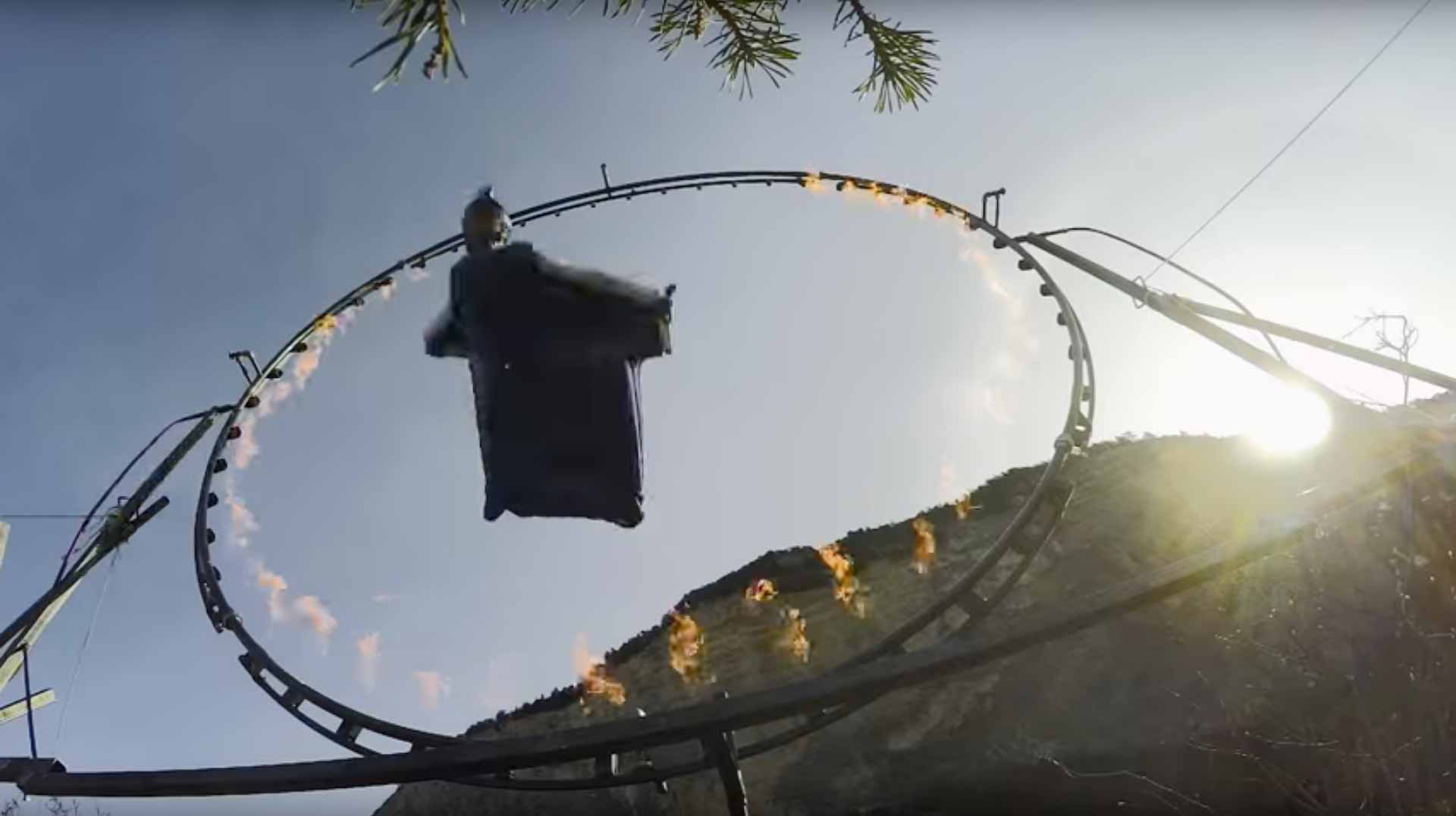 Wingsuit Flying Through A Ring Of Fire